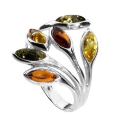 OSTSEE-SCHMUCK Damen Fingerring "- Elena - Silber 925/000 - Bernstein", 58, silber, Fingerringe