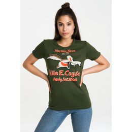 logoshirt Damen T-Shirt "Coyote", gr&uuml;n, Gr. XL, bedruckt, 100% Baumwolle, Shirts, mit lizenziertem Originaldesign
