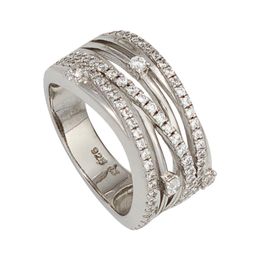 Jobo Damen Silberring, 52, Silber 925 (Sterlingsilber), silber, Silber 925 (Sterlingsilber), Fingerringe, breit 925 Silber mit 78 Zirkonia