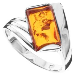 OSTSEE-SCHMUCK Damen Fingerring "- Astrid - Silber 925/000 - Bernstein", 58, silber, Fingerringe