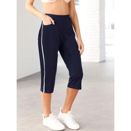 Damen Caprihose, blau, Gr. 46, unifarben, 100% Baumwolle, Hosen