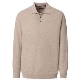 Casamoda Herren Langarm-Poloshirt "Casamoda Polo-Shirt Langarm uni", beige, Gr. M, 100% Baumwolle, Shirts