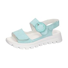 Waldl&auml;ufer WALDL&Auml;UFER Damen Plateausandale "H-NELE", Gr. 5,5, blau, Veloursleder, unifarben, Schuhe, Sommerschuh, Sandalette, Klettschuh in Komfortweite H (=