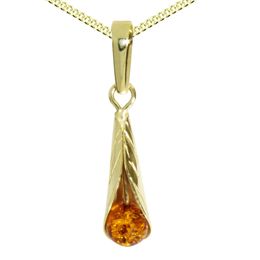 OSTSEE-SCHMUCK Damen Kette und Anh&auml;nger Set "- Bl&uuml;tenkelch - Gold 333/000 - Bernstein", 42, gold, Gelbgold 333, Schmuck_Sets