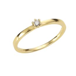 OROLINO Damen Fingerring "Gold 585 mit Brillant 0,05ct.", 060 (19,1), 0,05 SI = kleine Einschl&uuml;sse, Gold, gelb, Gold, Fingerringe