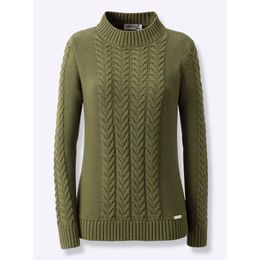 Casual Looks Damen Strickpullover "Langarm-Pullover", gr&uuml;n, Gr. 52, gemustert, 100% Baumwolle, Pullover