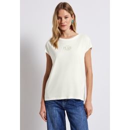 Street One Damen T-Shirt, wei&szlig;, Gr. 44, unifarben, Web, 50% Baumwolle, 50% Modal, Shirts, im soften Baumwoll-Mix
