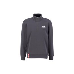 Herren Sweater "Half Zip Sweatshirt SL", grau, Gr. S, Alpha Industries, Obermaterial: 80% Baumwolle, 20% Polyester, Sweatshirts