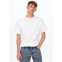 Only & Sons ONLY & SONS Herren T-Shirt "ONSFRED LIFE RLX SS TEE NOOS", wei&szlig;, Gr. M, unifarben, Single Jersey, Obermaterial: 100% Baumwolle, Shirts