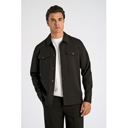 LINDBERGH Herren Hemdjacke, schwarz, Gr. M, unifarben, Web, Obermaterial: 65% Polyester, 31% Viskose, 4% Elasthan, Jacken, mit 2 Brusttaschen