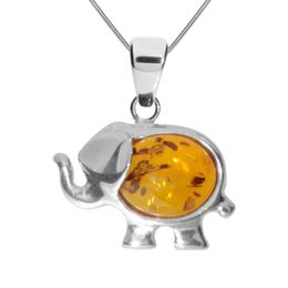 OSTSEE-SCHMUCK Damen Kette mit Anh&auml;nger "- Elefant - Silber 925/000 - Bernstein", 42, Silber 925 (Sterlingsilber), silber, Silber 925