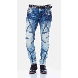 Cipo & Baxx CIPO & BAXX Herren 5-Pocket-Jeans "Jeans", blau, Basic, Gr. 38, unifarben, 98% Baumwolle, 2% Elasthan, Jeans, mit cooler Waschung und Ziern&auml;hten,