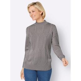 Classic Basics Damen Strickpullover "Stehkragen-Pullover", grau, Gr. 52, unifarben, 100% Polyacryl, Pullover