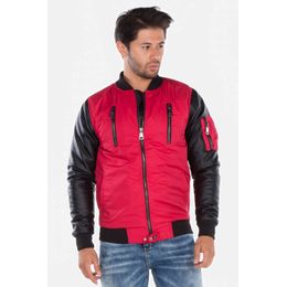 Cipo & Baxx CIPO & BAXX Herren Bikerjacke "Jacke", rot, Basic, Gr. S, bedruckt, Stoff, 100% Polyester, Jacken, in Slim-Fit, CJ-175