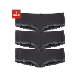 Lascana Damen Panty, Gr. 40, schwarz, Jersey, Obermaterial: 95% Baumwolle, 5% Elasthan. Spitze: 87% Polyamid, 13% Elasthan, unifarben, Unterhosen,