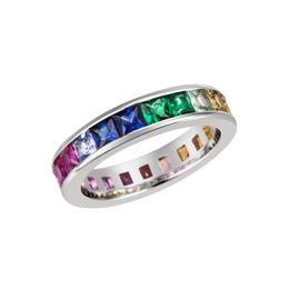 Firetti Damen Fingerring "Schmuck Geschenk Silber 925 Silberring Regenbogen", 62, Silber 925 (Sterlingsilber), 4,5mm, bunt, Silber 925