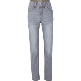 bonprix Damen Slim-fit-Jeans "Slim-Fit-Jeans High Waist, Komfort-Stretch", grau, Gr. 36, unifarben, Denim/Jeans, Obermaterial: 82% Baumwolle, 17%