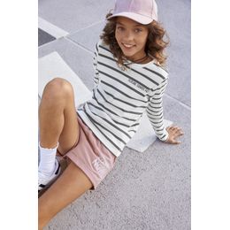 Kidsworld M&auml;dchen Langarmshirt "Future starts now", schwarz-wei&szlig;, Gr. 176, bedruckt, geringelt, gestreift, Single Jersey, Obermaterial: 100%