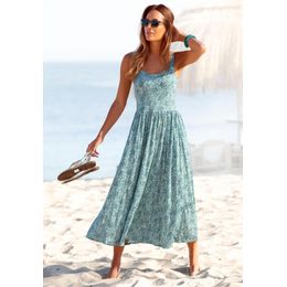Vivance Damen Midikleid "mit Bl&uuml;mchendruck aus Viskosejersey", gr&uuml;n, Gr. 34, gebl&uuml;mt, Jersey, Obermaterial: 100% Viskose, Kleider, luftiges