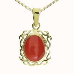 OSTSEE-SCHMUCK Damen Kette und Anh&auml;nger Set "- Konstanze - Gold 333/000 - Koralle", 42, gold, Gelbgold 333, Schmuck_Sets