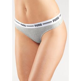 Puma Damen String "Iconic", Gr. XS, grau, Obermaterial: 57% Baumwolle, 38% Modal, 5% Elasthan, unifarben, Unterhosen, mit weichem Logob&uuml;ndchen