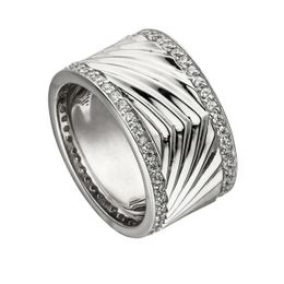 Jobo Damen Fingerring "Breiter Ring mit Zirkonia rundum", 62, Silber 925 (Sterlingsilber), silber, Silber 925 (Sterlingsilber), Fingerringe, 925