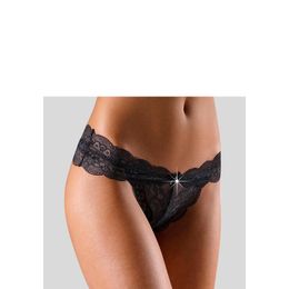 Lascana Damen Rioslip, Gr. 32, schwarz, Mesh, Spitze, Obermaterial: 85% Polyamid, 15% Elasthan, Unterhosen, aus floraler Spitze