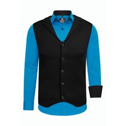 Rusty Neal Herren Langarmhemd, blau, Gr. XXL, mehrfarbig, 60% Baumwolle, 37% Polyester, 3% Elasthan, Hemden, inklusive Langarmhemd und Weste