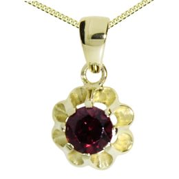 OSTSEE-SCHMUCK Damen Kette und Anh&auml;nger Set "- Pia 6 mm - Gold 333/000 - Granat", 42, gold, Gelbgold 333, Schmuck_Sets