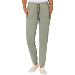 Damen Jerseyhose in Melange-Optik oliv-ecru-meliert, Gr&ouml;&szlig;e 50