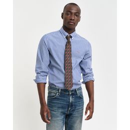 Gant Herren Langarmhemd "SLIM POPLIN STRIPE SHIRT", blau, Gr. M, Web, Obermaterial: 100% Baumwolle, Hemden
