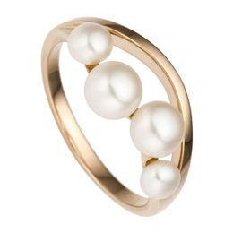 Jobo Damen Fingerring "Ring mit 4 S&uuml;&szlig;wasser-Zuchtperlen", 50, Perlen Ros&eacute;gold 585, rosa, Perlen, Ros&eacute;gold 585, Fingerringe, 585 Ros&eacute;gold