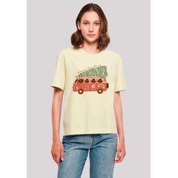 F4NT4STIC Damen T-Shirt "Groovy Weihnachten Camper Van", gelb, Gr. L, Obermaterial: 100% Baumwolle, Shirts, Premium Qualit&auml;t, Weihnachts-Kollection