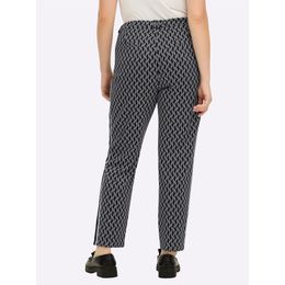 sheego Damen Jogger Pants, grau, Gr. 46, gemustert, mehrfarbig, 80% Polyester, 18% Viskose, 2% Elasthan, Hosen