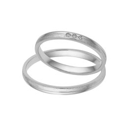 Firetti Damen Trauring "Schmuck Geschenk Gold 375 Hochzeit Ehering "LIEBE"", 58, ohne Brillanten, Wei&szlig;gold 375, 2,5mm, wei&szlig;, Wei&szlig;gold 375,