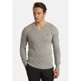 Herren V-Ausschnitt-Pullover "Liva", grau, Gr. XL, SIR RAYMOND TAILOR, unifarben, 100% Baumwolle, Pullover, mit elegantem V-Ausschnitt