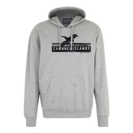 Herren Kapuzensweatshirt "CHANNEL ISLANDS", grau, Gr. 4XL, Ahorn Sportswear, 80% Baumwolle, 20% Polyester, Sweatshirts, mit modischem Frontprint