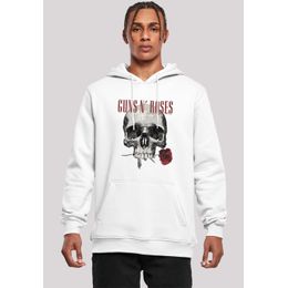 F4NT4STIC Herren Kapuzenpullover "Guns 'n' Roses Flower Skull Rock Musik Band", wei&szlig;, Gr. XS, Obermaterial: 65% Baumwolle, 35% Polyester, Pullover,