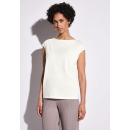 Street One Damen T-Shirt, wei&szlig;, Gr. 46, unifarben, Web, 50% Baumwolle, 50% Modal, Shirts, mit U-Boot-Ausschnitt