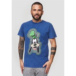 Recovered Herren T-Shirt "Disney Goofy Outline", blau, Gr. L, bedruckt, 100% Baumwolle, Shirts, im zeitlosen Design