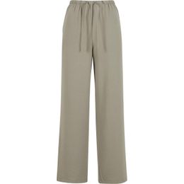 Stoffhose Urban Classics "Urban Classics Ladies Structured Wideleg Pants", Damen, Gr. S, US-Gr&ouml;&szlig;en, paleolive, 85% Viskose, 15% Polyimid, unifarben, relaxed fit, Hosen Stoffhose