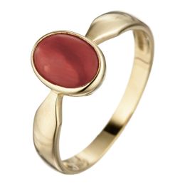 Jobo Damen Goldring, 60, Gelbgold 333, gold, Gelbgold 333, Fingerringe, 333 Gold mit Koralle