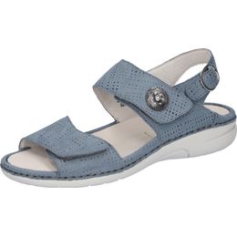 Waldl&auml;ufer WALDL&Auml;UFER Damen Sandale "Gunna", Gr. 4,5, blau, Nubukleder, Schuhe, Sommerschuh, Sandalette, Keilabsatz, in bequemer Schuhweite G