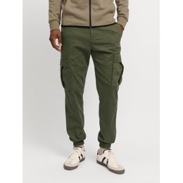 Jack & Jones JACK & JONES Herren Cargohose "JPSTKANE JJJONNIE CUFFED CARGO", gr&uuml;n, Gr. 28, unifarben, Web, Obermaterial: 98% Baumwolle, 2% Elasthan, Hosen