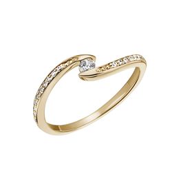 Firetti Damen Fingerring "Schmuck Geschenk Silber 925 Silberring Ring Welle glitzernd", 52, Silber 925 (Sterlingsilber), 1,5mm, gold, Silber 925