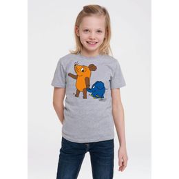 logoshirt M&auml;dchen T-Shirt "Sendung mit der Maus - Maus & Elefant", grau, Gr. 164, unifarben, 100% Baumwolle, Shirts, mit coolem Print