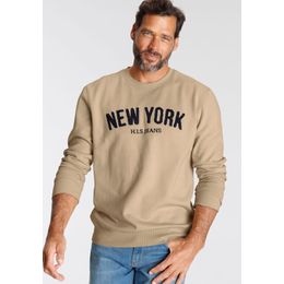 H.I.S. H.I.S Herren Sweater, beige, Gr. XL, bestickt, Sweatware, Obermaterial: 60% Baumwolle, 40% Polyester, Sweatshirts, Langarm, lockere Passform,