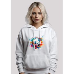 F4NT4STIC Damen Kapuzenpullover "Bunte Fu&szlig;ball Grafik", wei&szlig;, Gr. M, Obermaterial: 65% Baumwolle, 35% Polyester, Pullover, Premium Qualit&auml;t