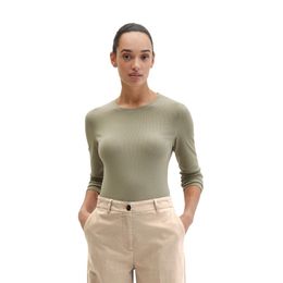 Marc O'Polo MARC O'POLO Damen Langarmshirt "aus Rippjersey", gr&uuml;n, Basic, Gr. L, unifarben, Obermaterial: 64% Lyocell, 31% Baumwolle, 5% Elasthan, Shirts