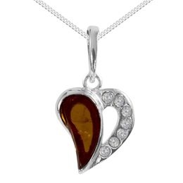 OSTSEE-SCHMUCK Damen Kette mit Anh&auml;nger "- Herz - Silber 925/000 - Bernstein", 40, Silber 925 (Sterlingsilber), silber, Silber 925 (Sterlingsilber),